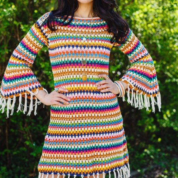 crochet | Dresses | Boho Hippie Vintage Crochet Dress | Poshmark
